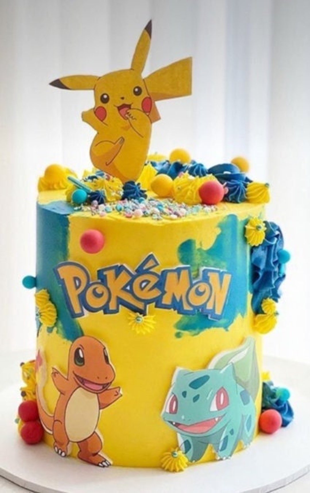 Pikachu Cake Topper Icing Images Cut Out Decoration Birthday Party ...