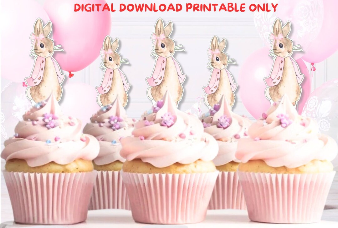 Printable Flopsy Rabbit Cupcake Toppers Lily Bobtail Download and Print ...