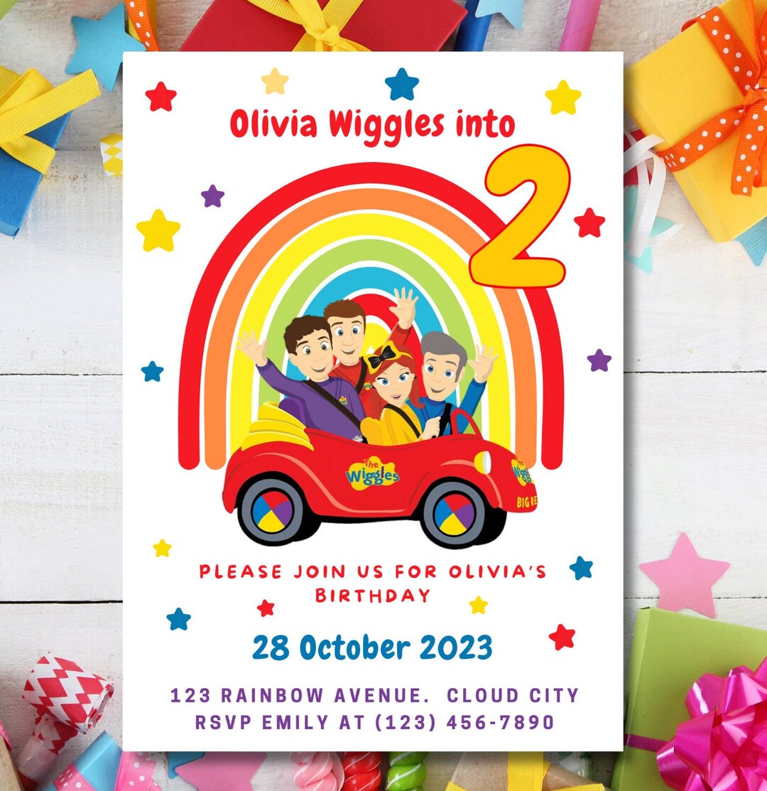 Wiggles Printable Invitation Digital Download Edit and Print Yourself ...
