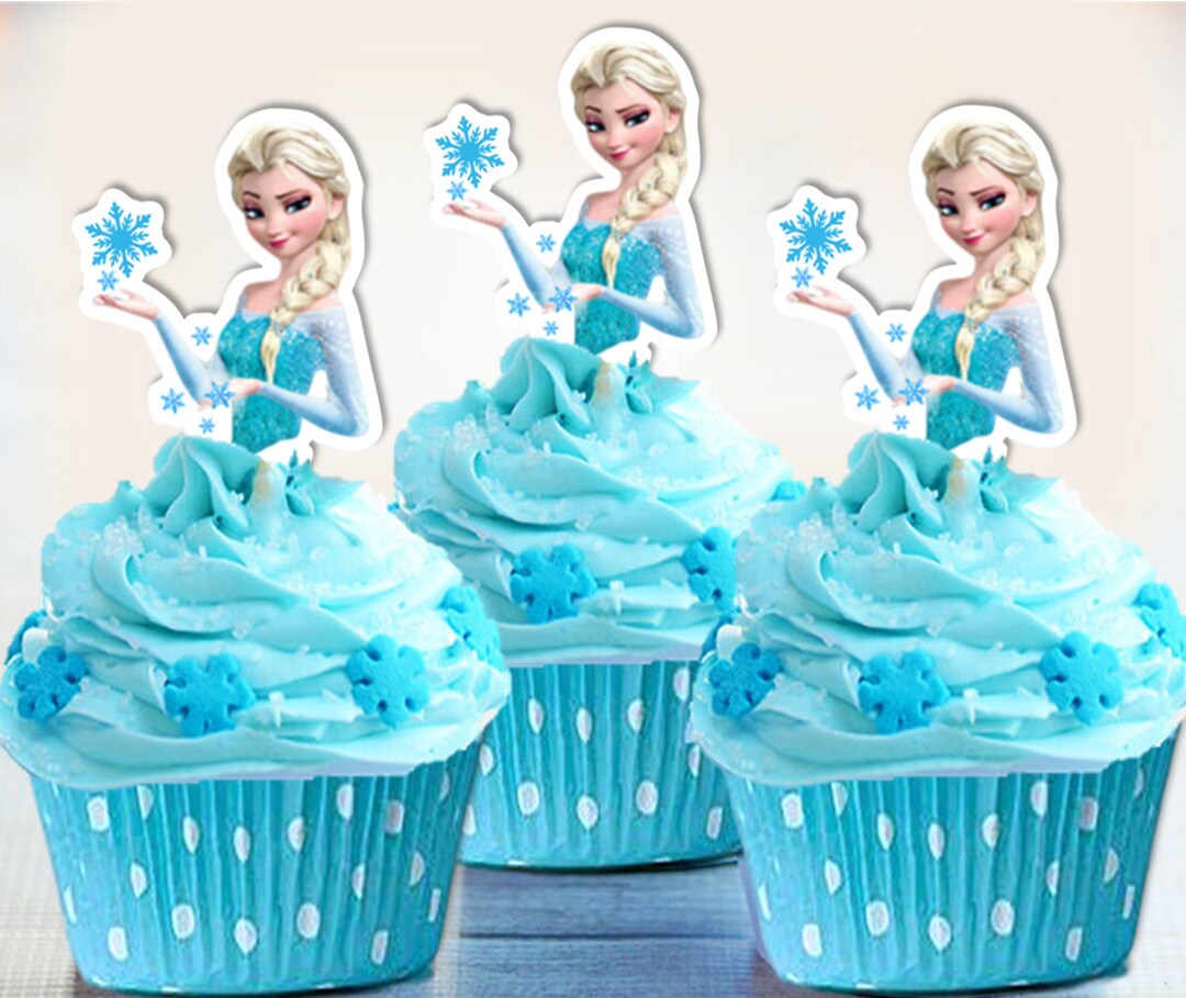 Frozen Elsa Cupcake Toppers Edible Wafer Cut Out Decorations Birthday ...