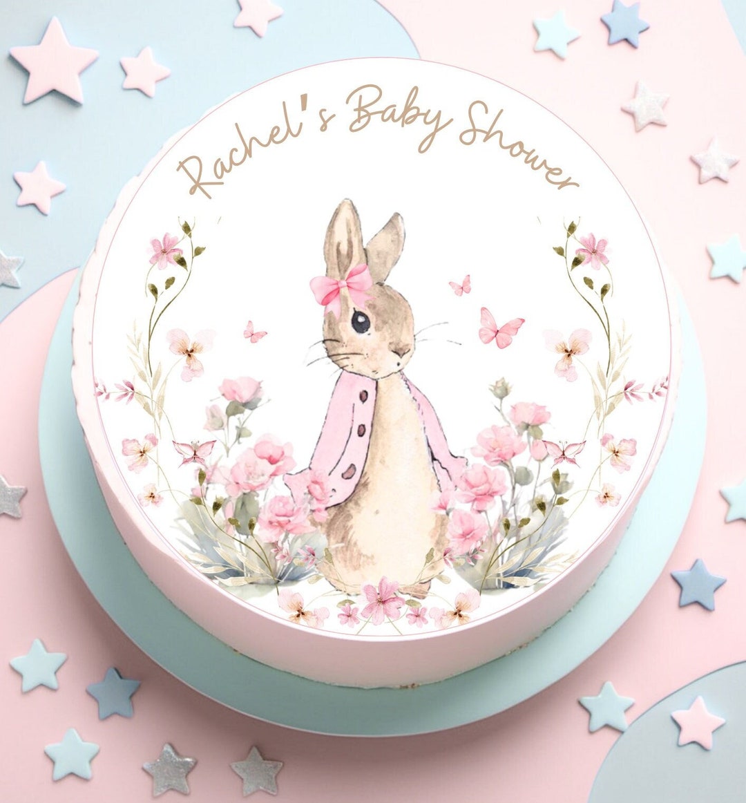 Printable Flopsy Rabbit Circle Cake Topper Lily Bobtail Personalized ...