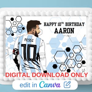 Printable Messi Soccer Cake Topper Image for Edit and Print Yourself ...