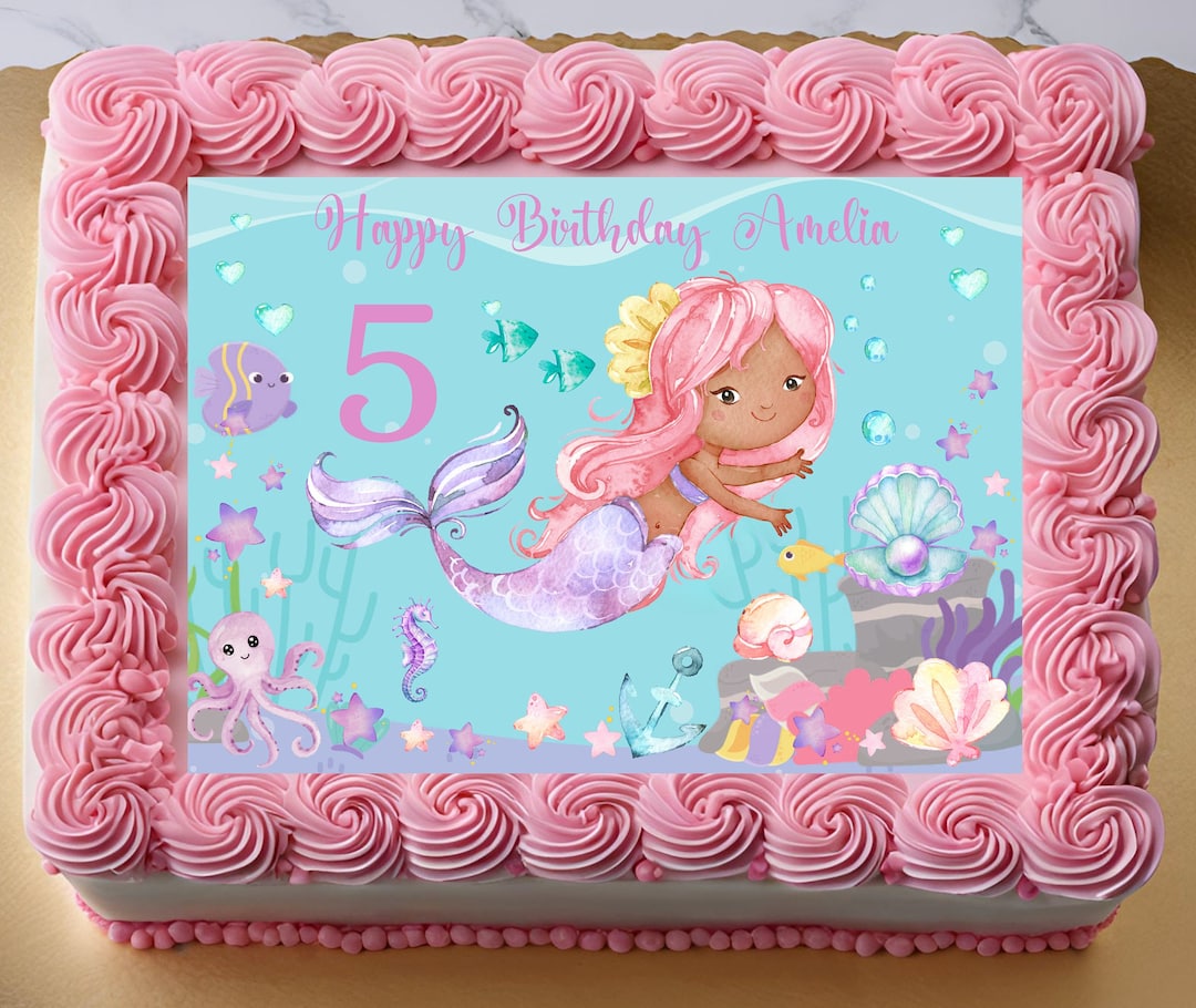 Printable Little Mermaid Cake Topper Digital Download Edit and Print ...