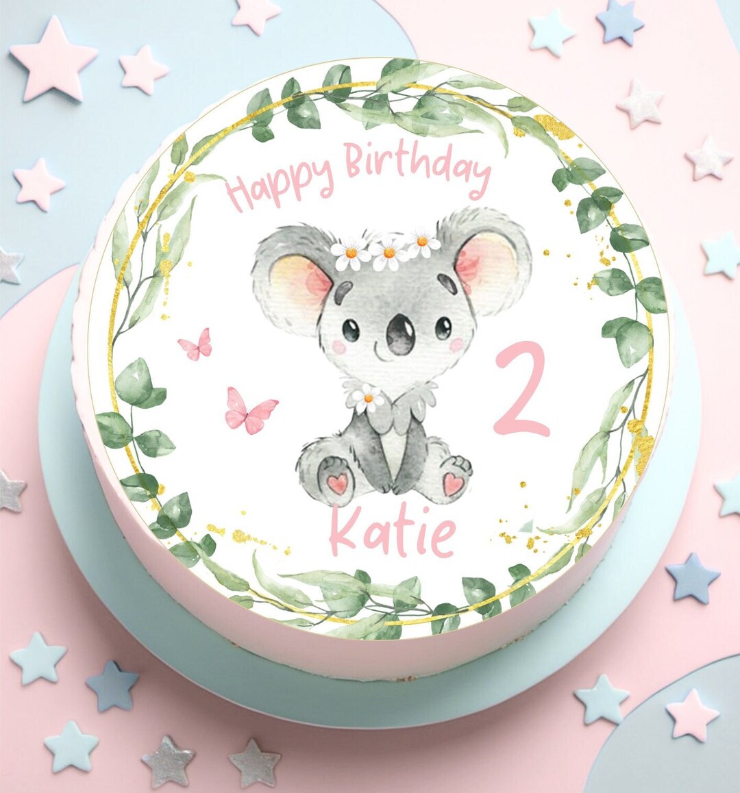 Printable Baby Girl Koala Cake Topper Download Edit and Print Yourself ...