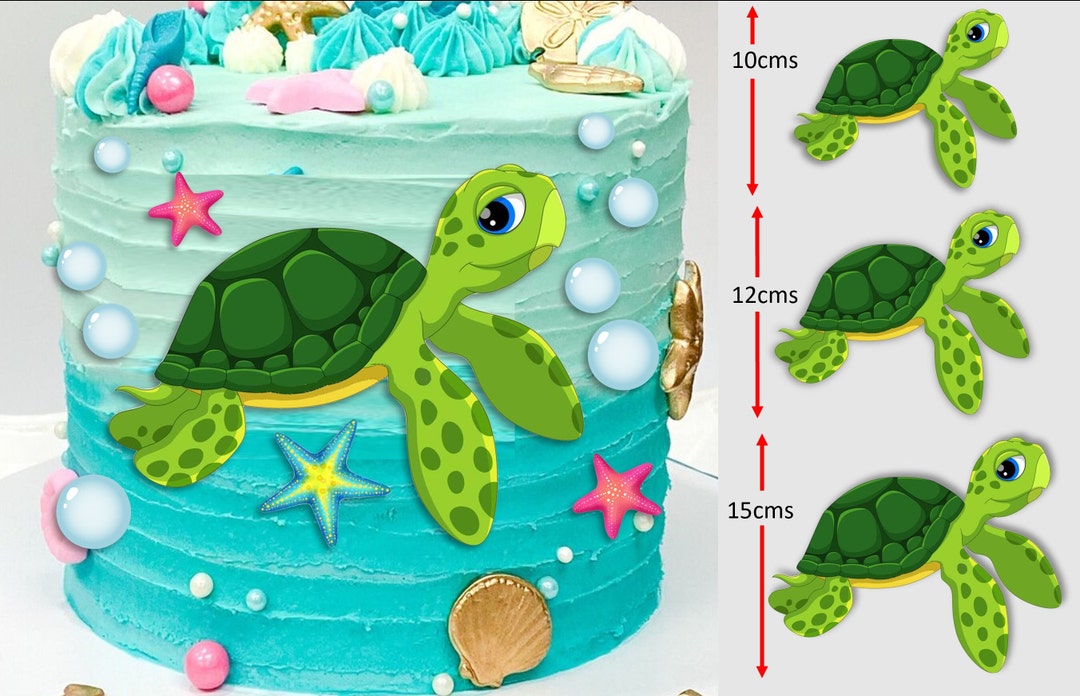 Turtle Cake Topper Edible Icing Image Cut Out Under the Sea - Etsy