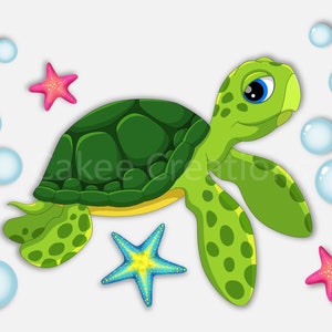 Turtle Cake Topper Edible Icing Image Cut Out Under the Sea Scene ...