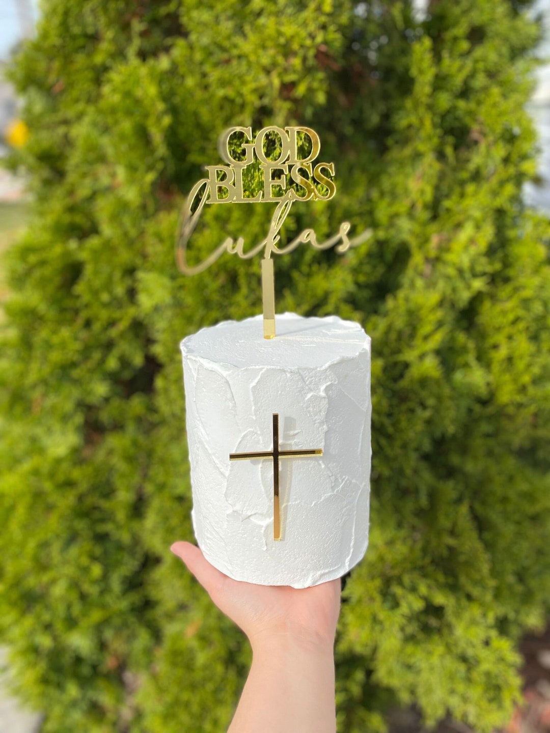 Cake Name Charm and Cross Topper Set / Holy Communion / Mirrored ...