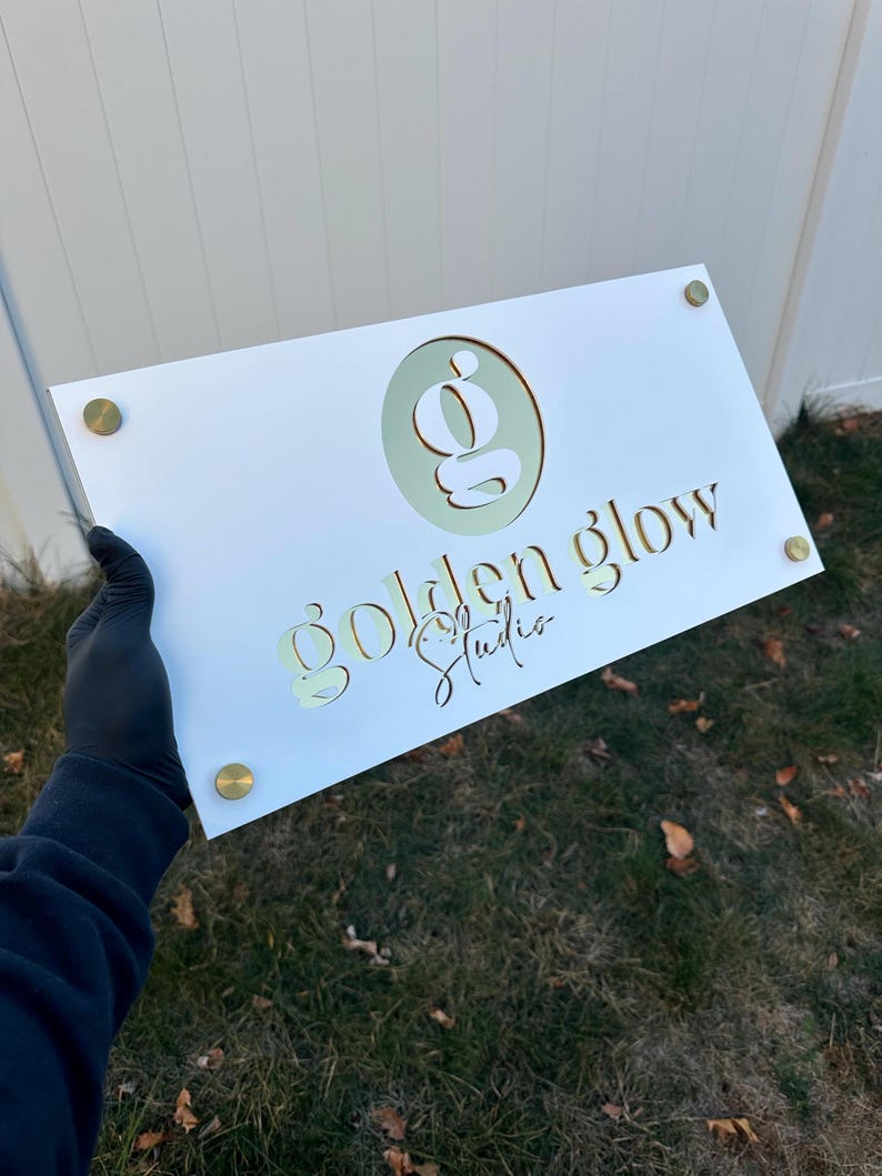 Rectangular Acrylic Sign | Custom Business Logo | Acrylic Office Sign ...