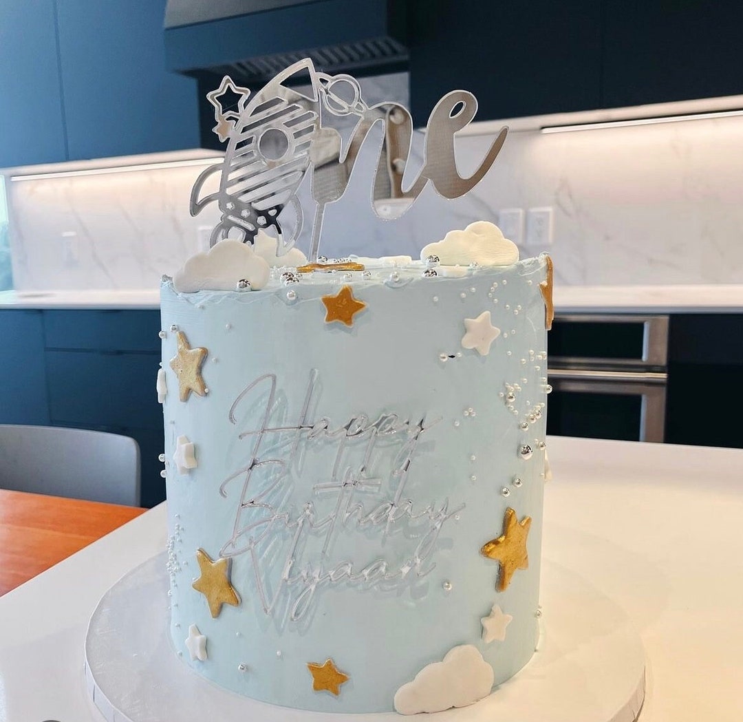 Space Rocket Themed Acrylic Cake Topper - Etsy