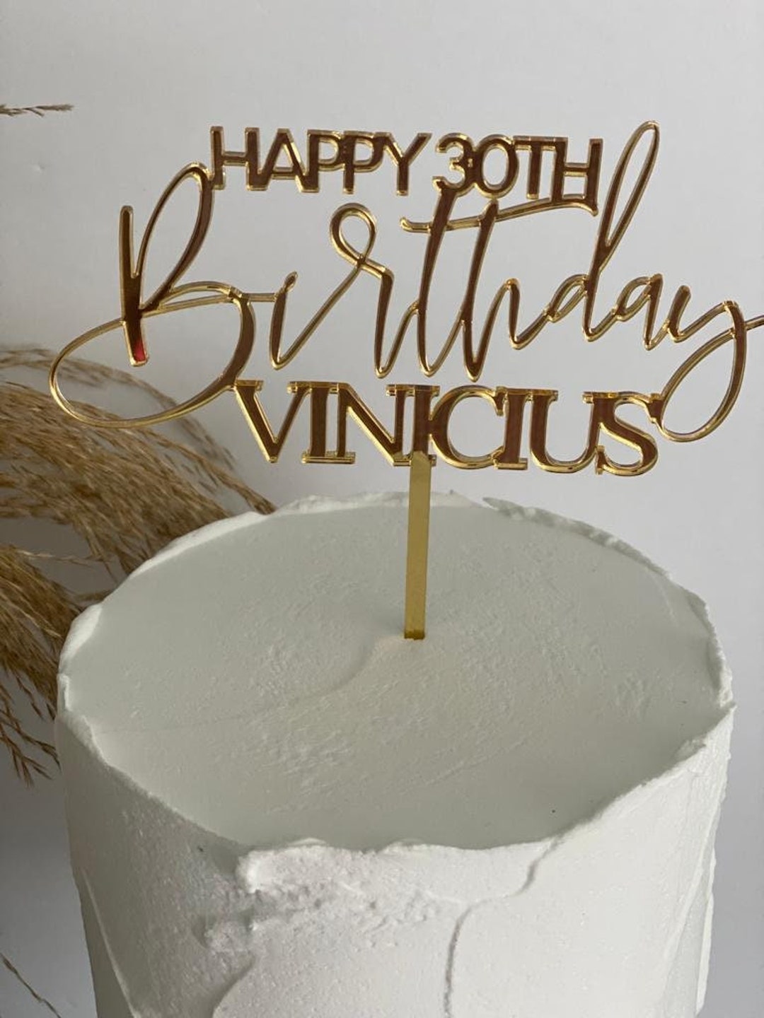 30th Cake Topper/happy Birthday Cake Topper/ Gold Acrylic Birthday Cake ...