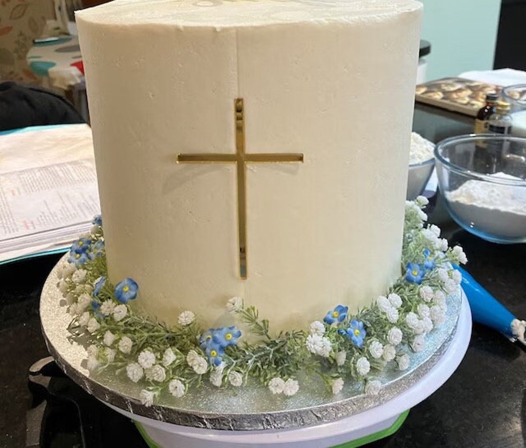 Cross Cake Charm Topper / Holy Communion / Mirrored Acrylic ...