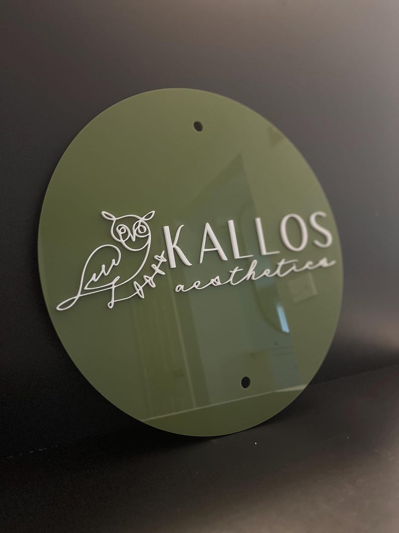 Round Business Logo Sign, 3D Door Wall Sign, Custom Logo Acrylic ...