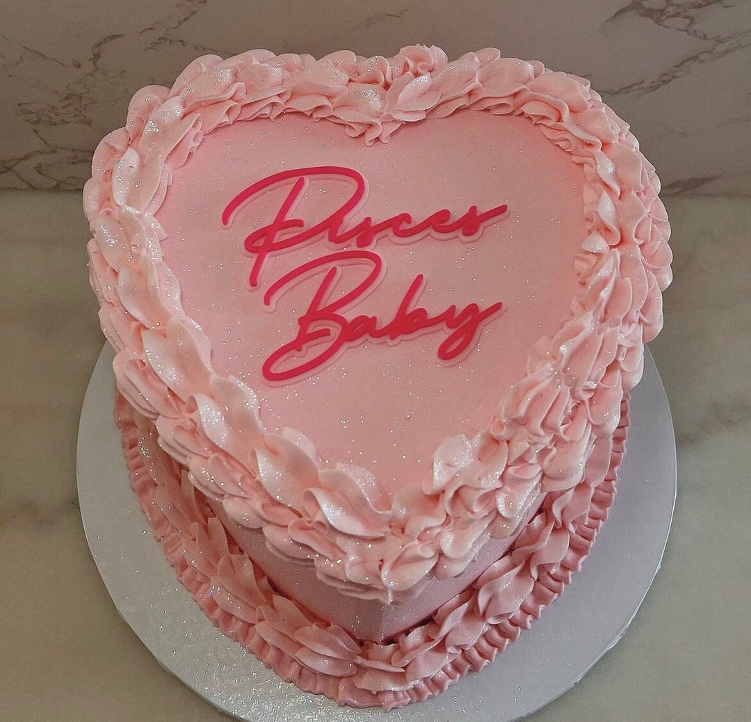 Acrylic Cake Topper for Vintage Heart Cake | Heart Shaped Cake Topper ...