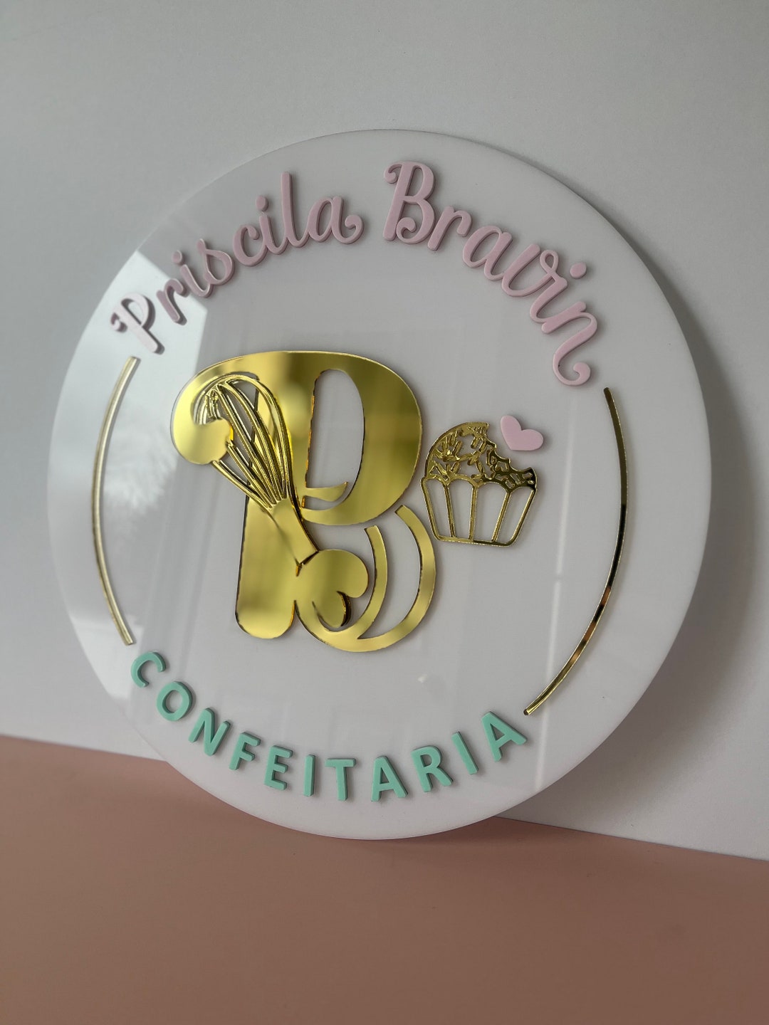 Custom Round Business Logo Sign, 3D Door Wall Sign, Custom Logo Acrylic ...