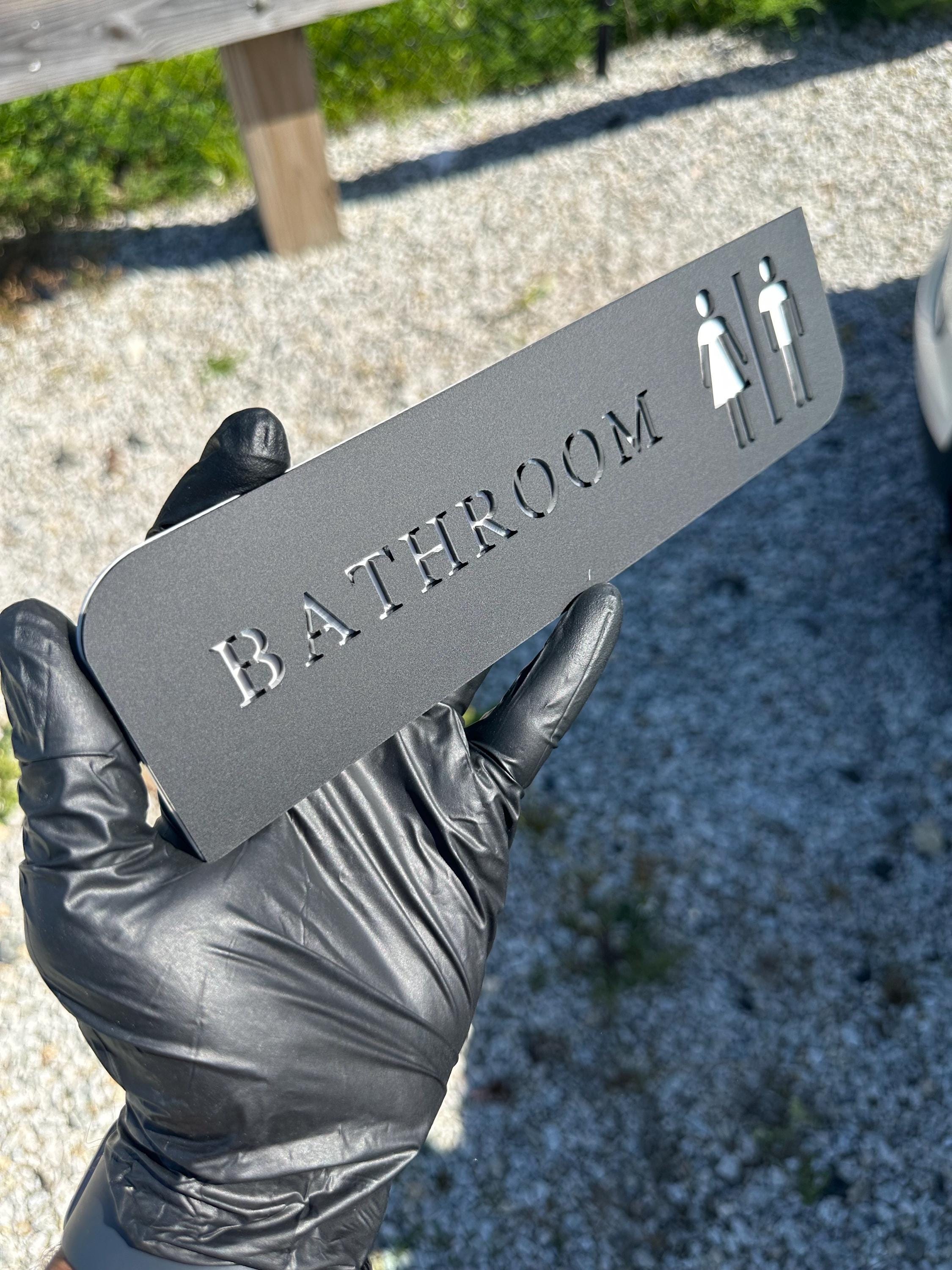 Bathroom Door Sign – Matte Black Acrylic Bathroom Sign, Modern ...