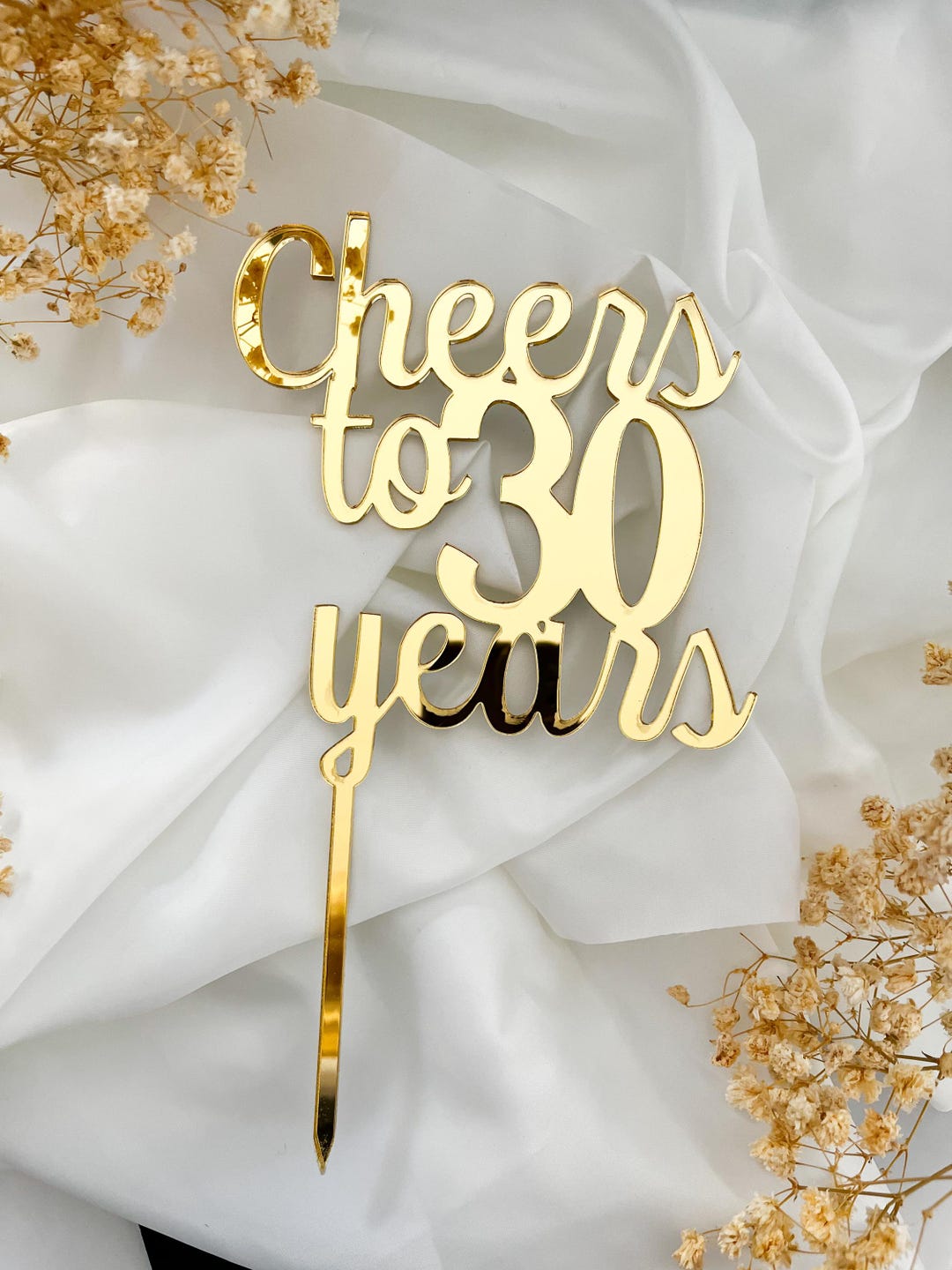 Happy 30th Birthday Cake Topper, Cheers to 30 Years Cake Topper, Cheers ...