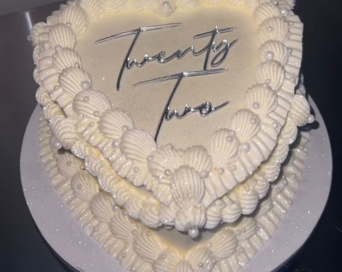 Acrylic Cake Topper for Vintage Heart Cake Heart Shaped Cake Topper ...