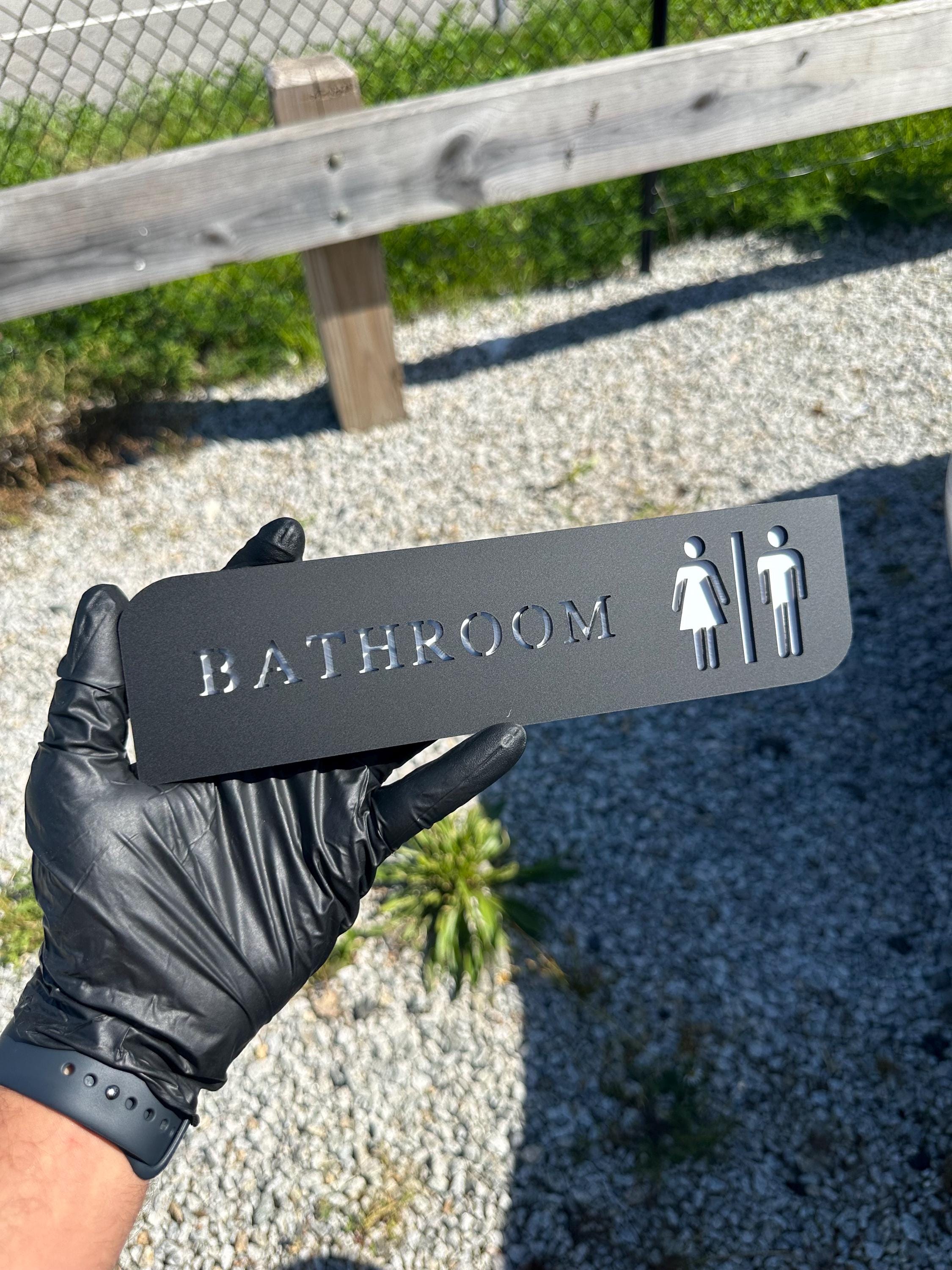 Bathroom Door Sign – Matte Black Acrylic Bathroom Sign, Modern ...