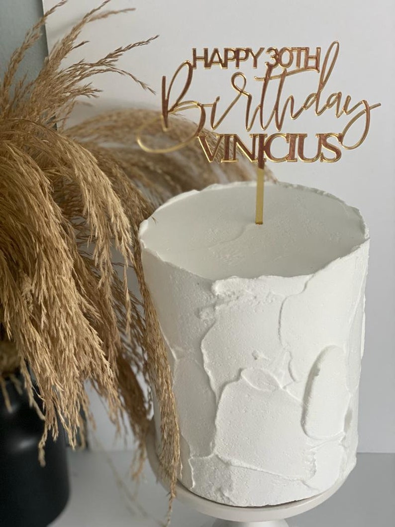 30th Cake Topper/happy Birthday Cake Topper/ Gold Acrylic Birthday Cake ...