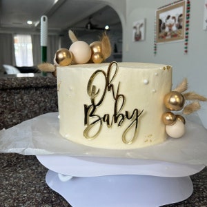 Oh Baby- Acrylic Cake Name Tags, Cake Charms, for Baby Shower, Gender ...