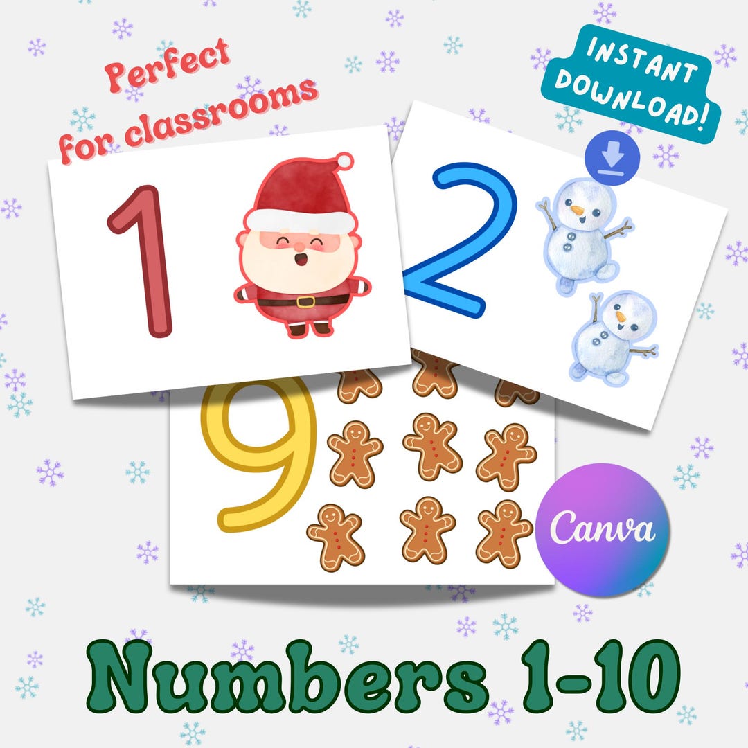 Christmas Number Flashcards 1-10. Homeschool & Classroom Printable ...