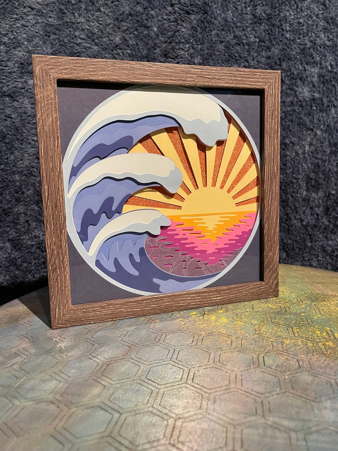Ocean Waves and Sunset 3D Papercraft Shadowbox - Etsy