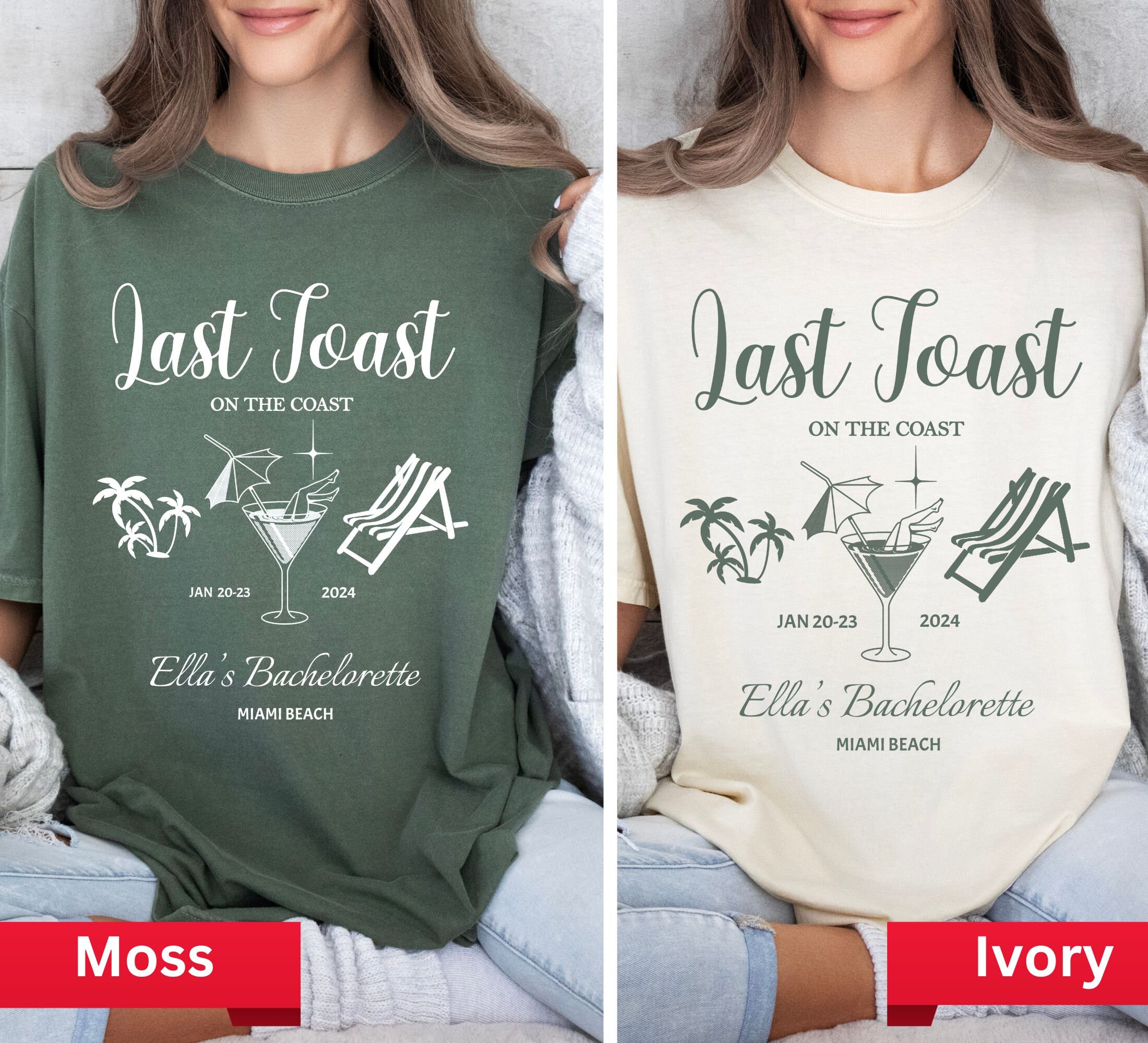 Beach Bachelorette Party Shirts Last Toast on the Coast Custom Bachelorette Shirts Personalized ...