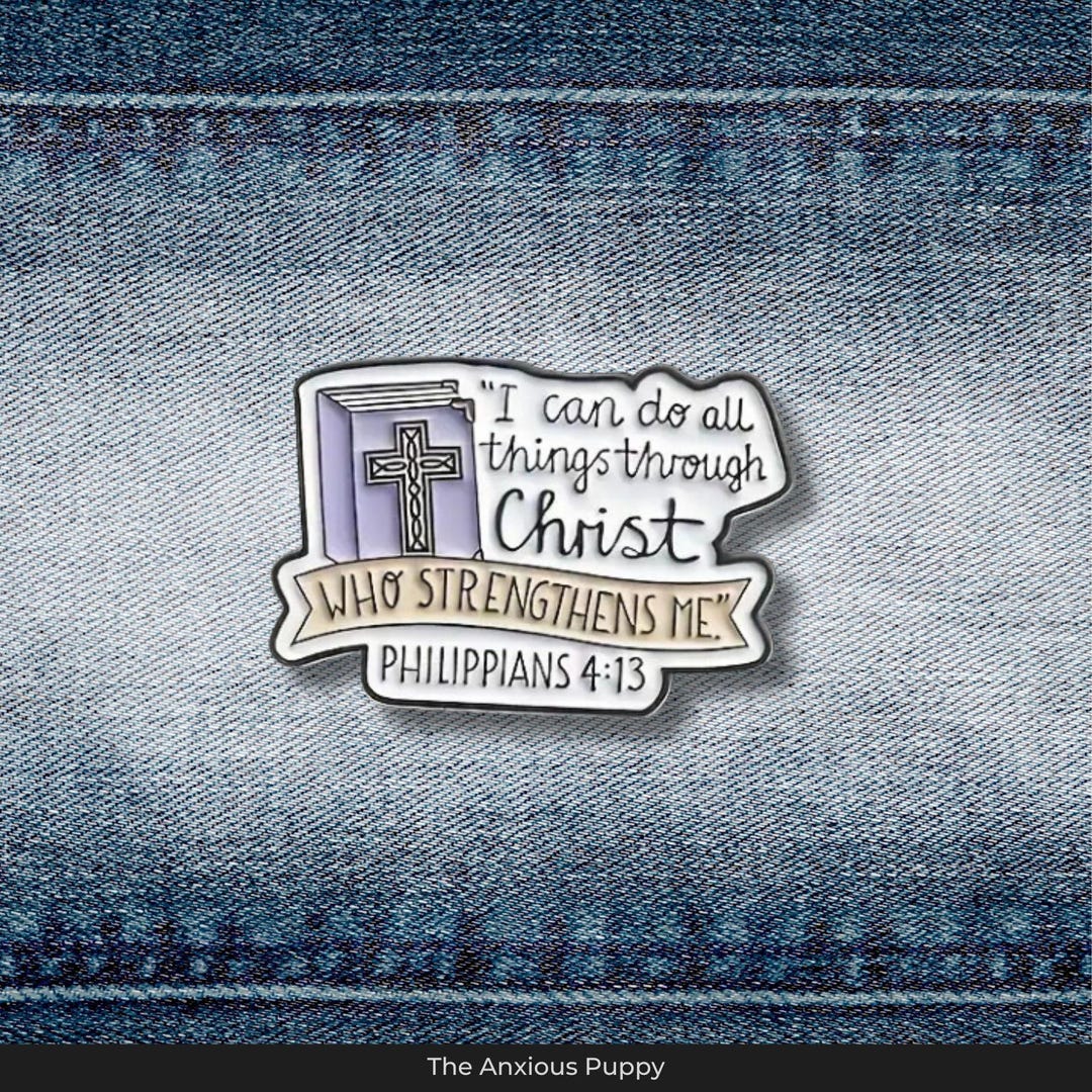 Christian Enamel Pin Bible Verse Pin Philippians 4:13 Inspirational Pin ...