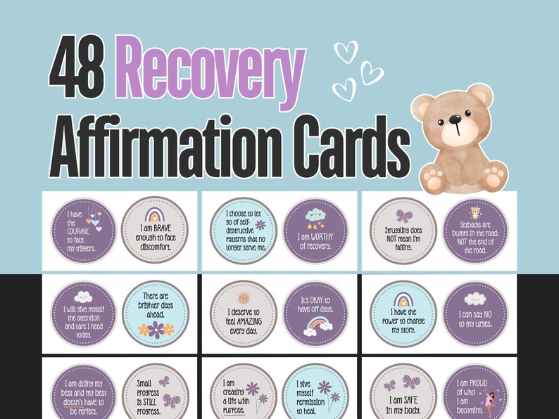 Printable Affirmation Station, Recovery Affirmation Cards, Eating ...