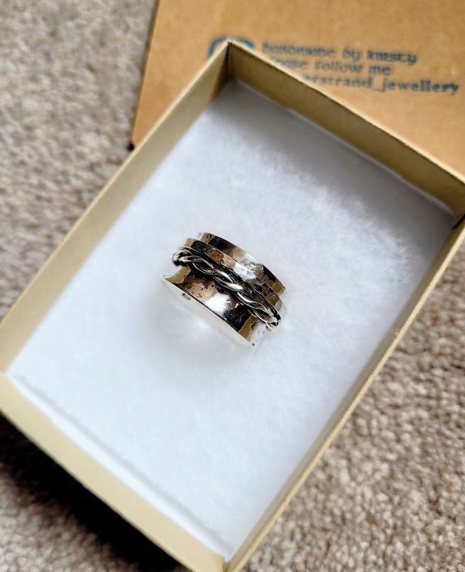 Celtic Spinner Ring With 2 Spinning Bands. Sterling Silver Meditation ...