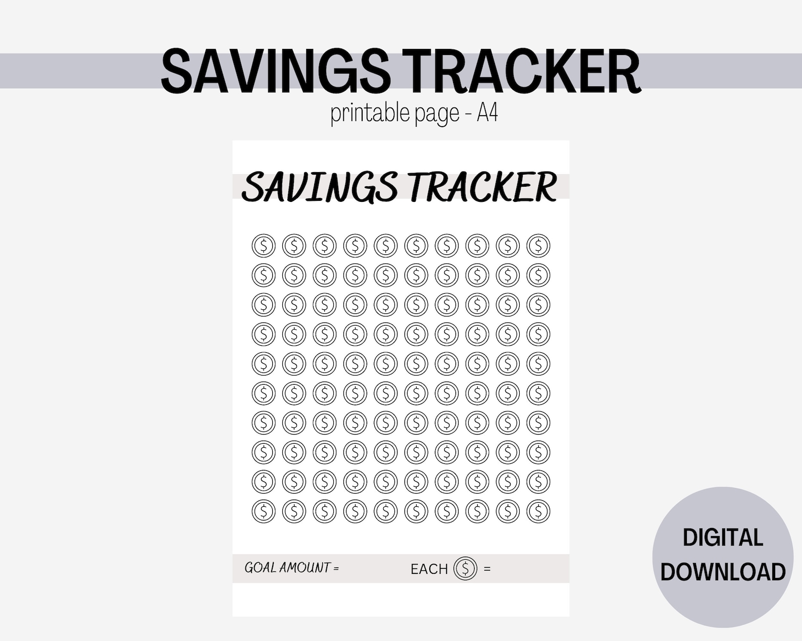 SAVINGS TRACKER - Printable PDF - Money Tracker - Etsy