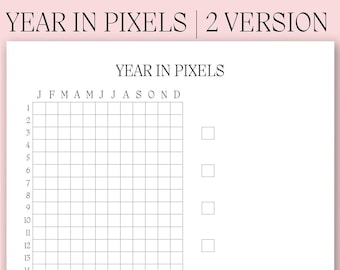 A Year in Pixels Printable, Yearly Mood Tracker, Year in Pixels ...