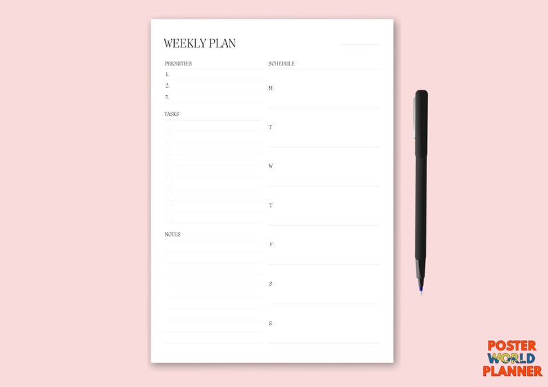 Printable Weekly Planner Template, Weekly Schedule, Weekly Agenda ...