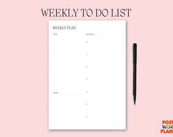 Weekly to Do List Printable, Minimalist Weekly Planner, Weekly Agenda ...