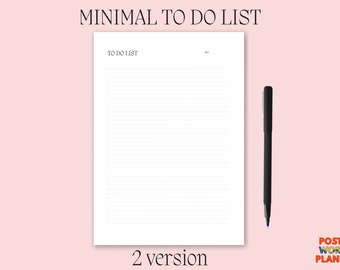 Minimal to Do List Printable, Simple Tasks List Template, Productivity ...