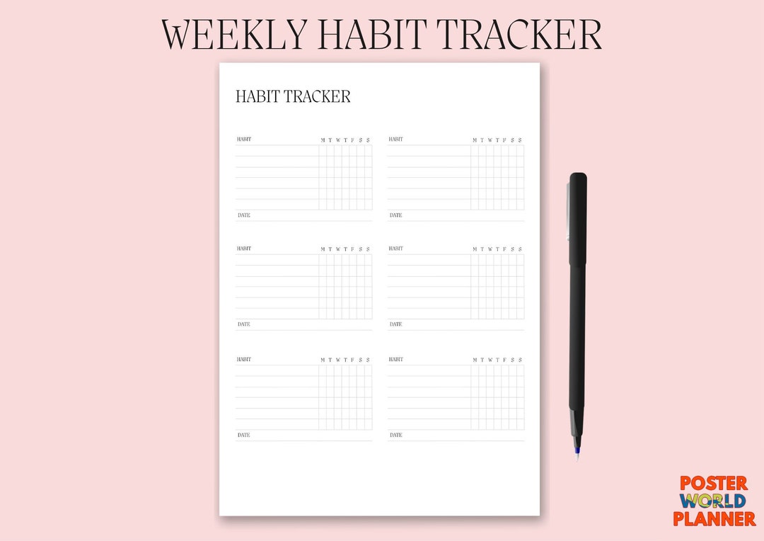 Weekly Habit Tracker Printable, Habit Tracker Template, Routine Tracker ...