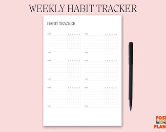 Weekly Habit Tracker Printable, Habit Tracker Template, Routine Tracker ...