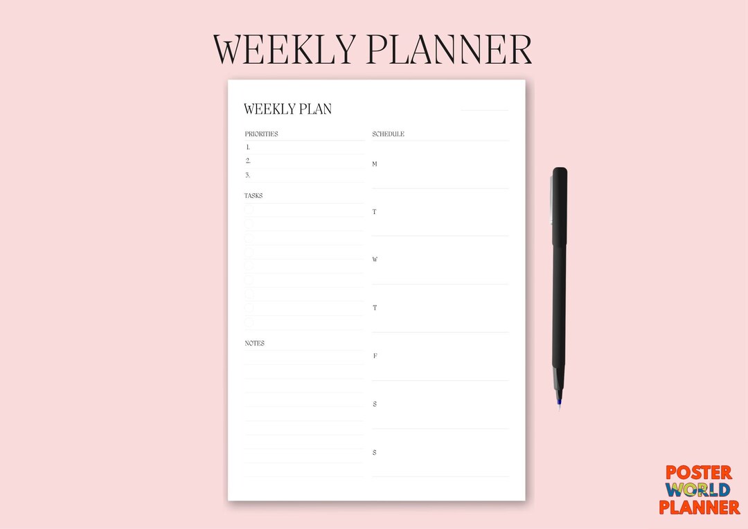 Printable Weekly Planner Template, Weekly Schedule, Weekly Agenda ...