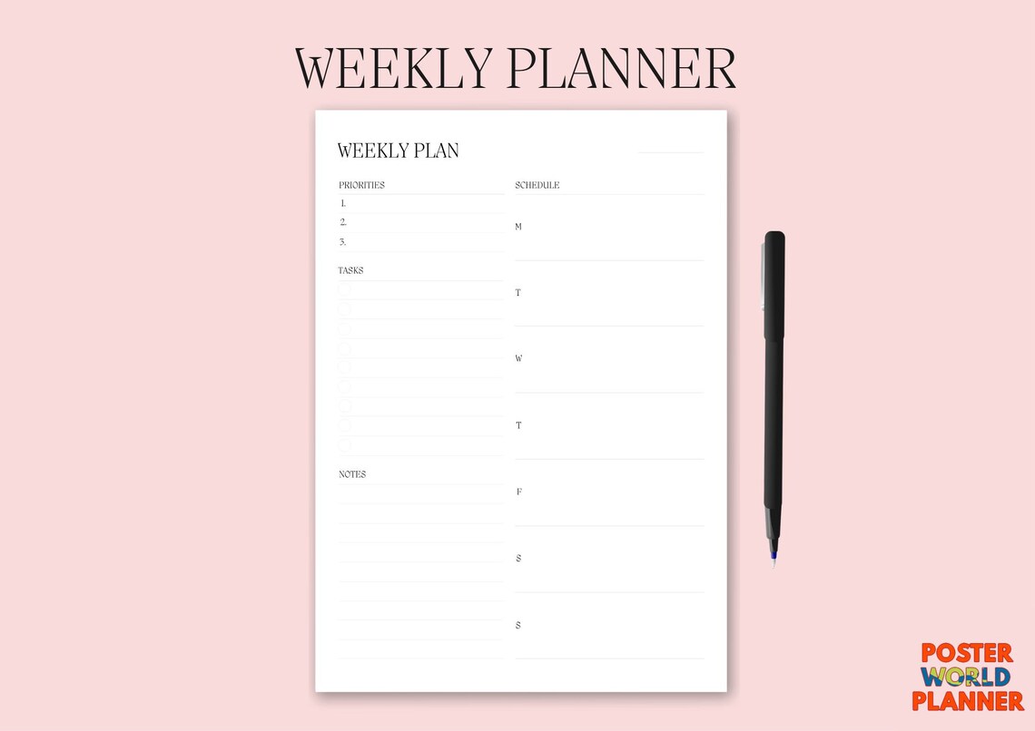 Printable Weekly Planner Template, Weekly Schedule, Weekly Agenda ...