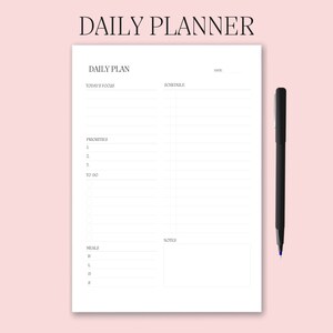 Fillable Daily Planner Printable, Detailed Productivity Planner, Daily ...