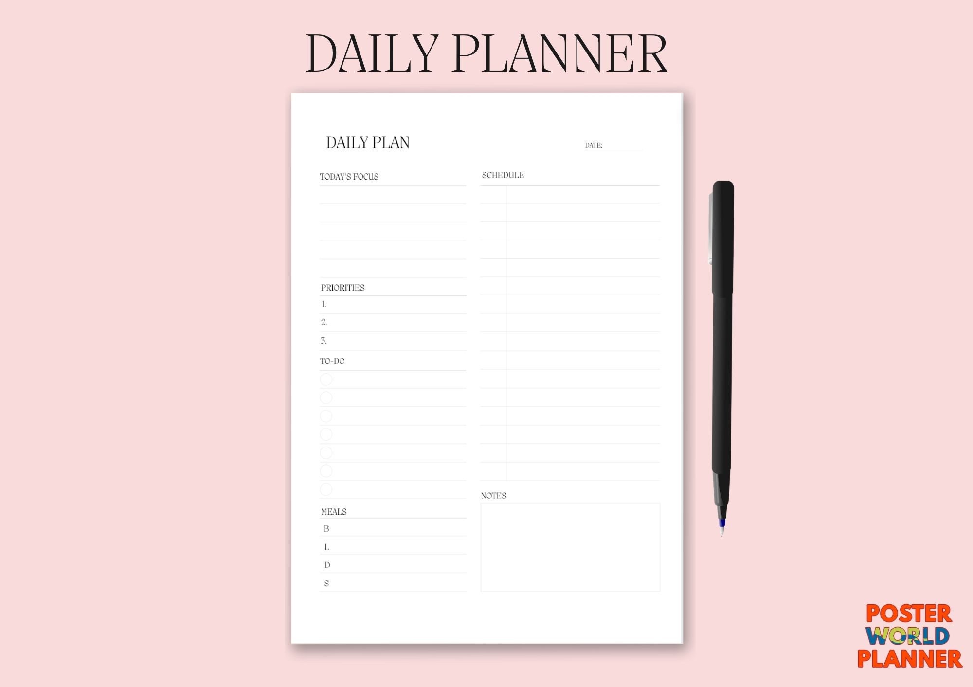 Fillable Daily Planner Printable Detailed Productivity - Etsy