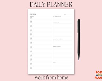 Work From Home Planner, Personal Daily Planner, Productivity Planner ...