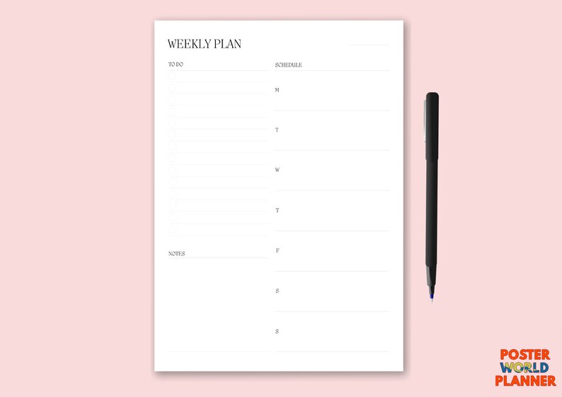 Weekly to Do List Printable, Minimalist Weekly Planner, Weekly Agenda ...