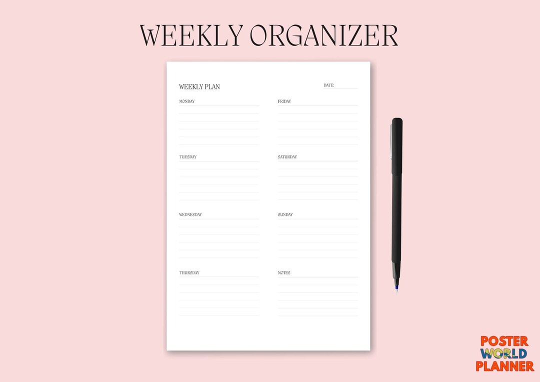 Weekly Organizer, Weekly Schedule, Weekly Planner Printable to Do List ...