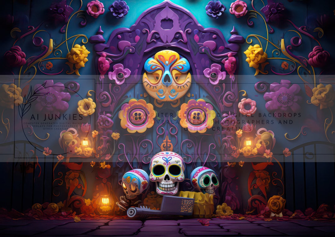 Dia De Los Muertos Digital Backdrop for Halloween Photography ...