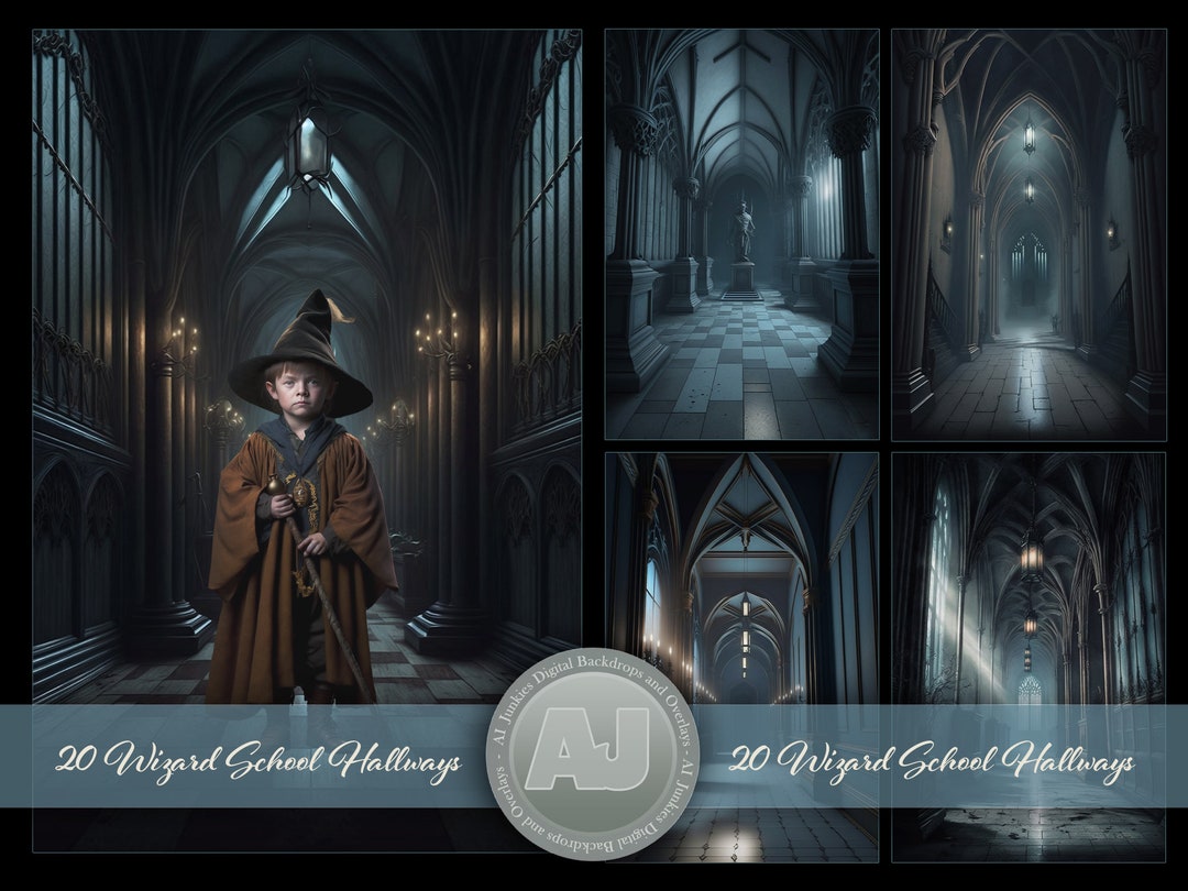 Fantasy Wizard School Hallways, Digital Background, Digital Backdrop ...
