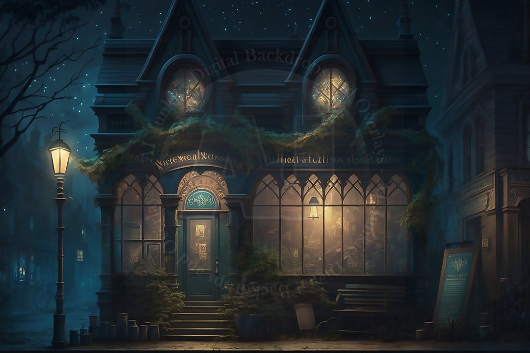 Wizard Magic Shop Storefront Digital Background, Wizard Shop Digital ...