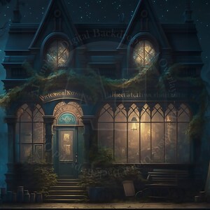 Wizard Magic Shop Storefront Digital Background, Wizard Shop Digital ...