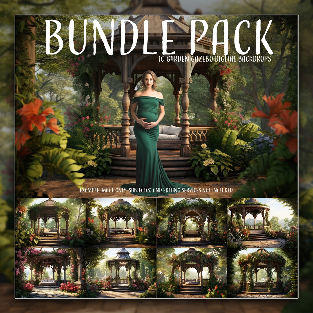 Garden Gazebo Digital Backdrop Floral Spring Background - Etsy