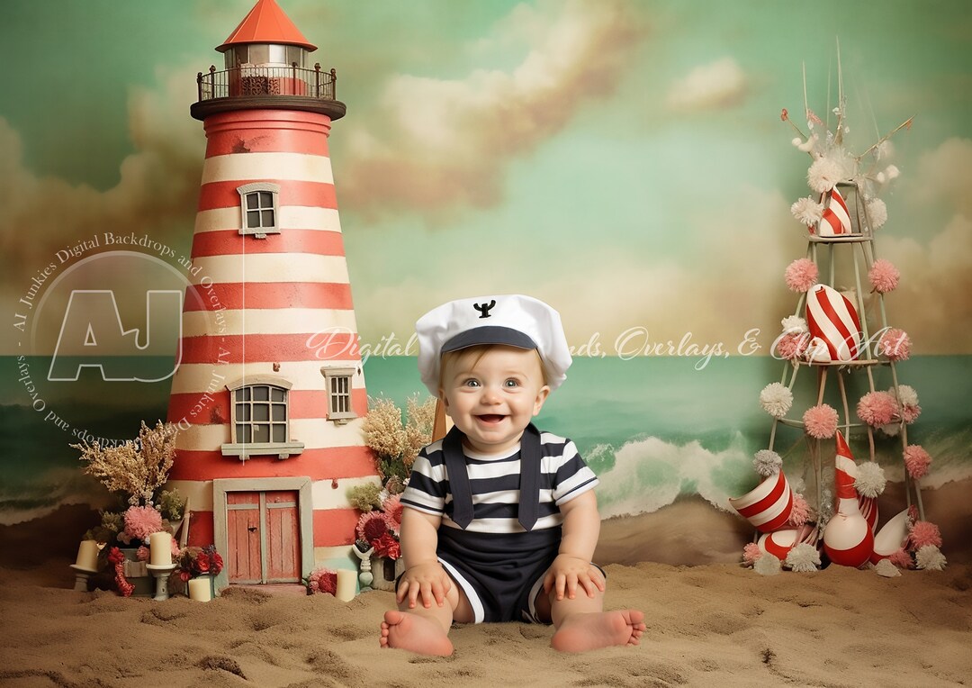 Beach Digital Backdrop for Photography Composite Artists / Lighthouse ...